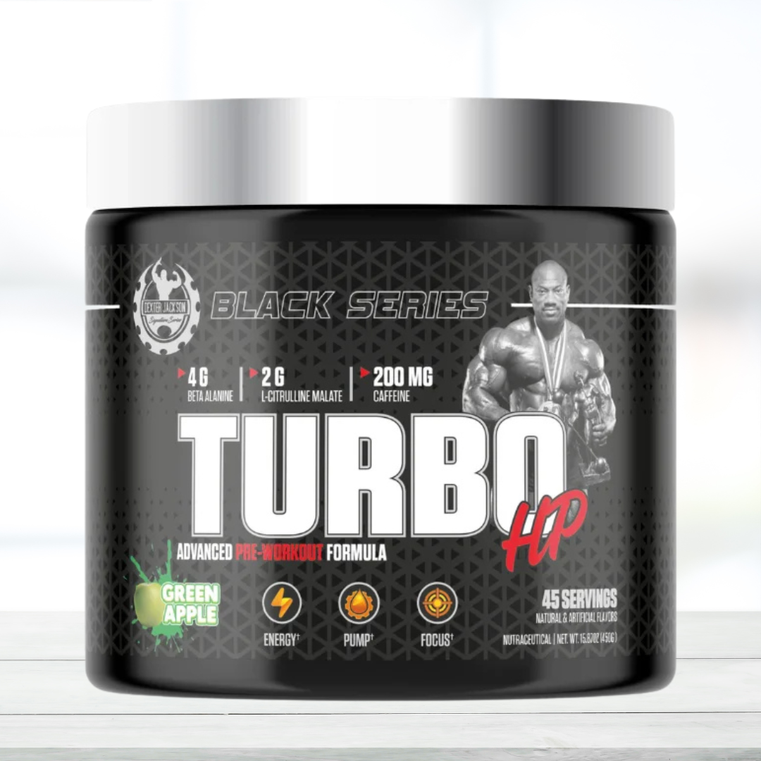 Dexter Jackson Black Series Turbo HP Pre-Workout Green Apple – 45 Serv ...